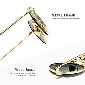 SUNGAIT Ponderable Metal Round Sunglasses for Men and Women Classic Vintage Polarized Sun Glasses Steampunk Style