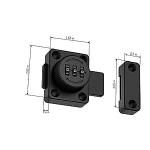 Zinc Alloy Keyless Combination Lock for Cabinet Doors Mechanical 3-Digit Passcode Safety Lock Black