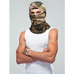 6 Pieces Balaclava Face Mask Motorcycle Windproof Camouflage Fishing Face Cover Winter Ski Mask (Black, Khaki, Army Green, Printed Black, Printed Green, Dark Green)