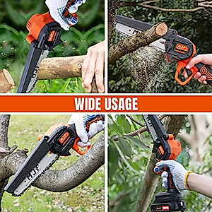 Mini Chainsaw Cordless 6-Inch with 2 Battery, One-Handed, Smooth Cutting, Portable Electric Chain Saw for Wood Cutting Tree Trimming, With Complete Chainsaw Kit, MJF