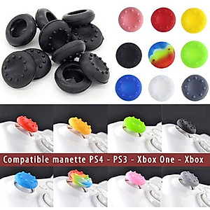 Thumb Grips Silicone Thumb Stick Caps for PS3 /PS4/PS2/Xbox One/Xbox 360 (Black)