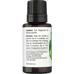Horbäach Peppermint Essential Oil | .51 fl oz (15mL) | for Massage, Bath & Diffuser
