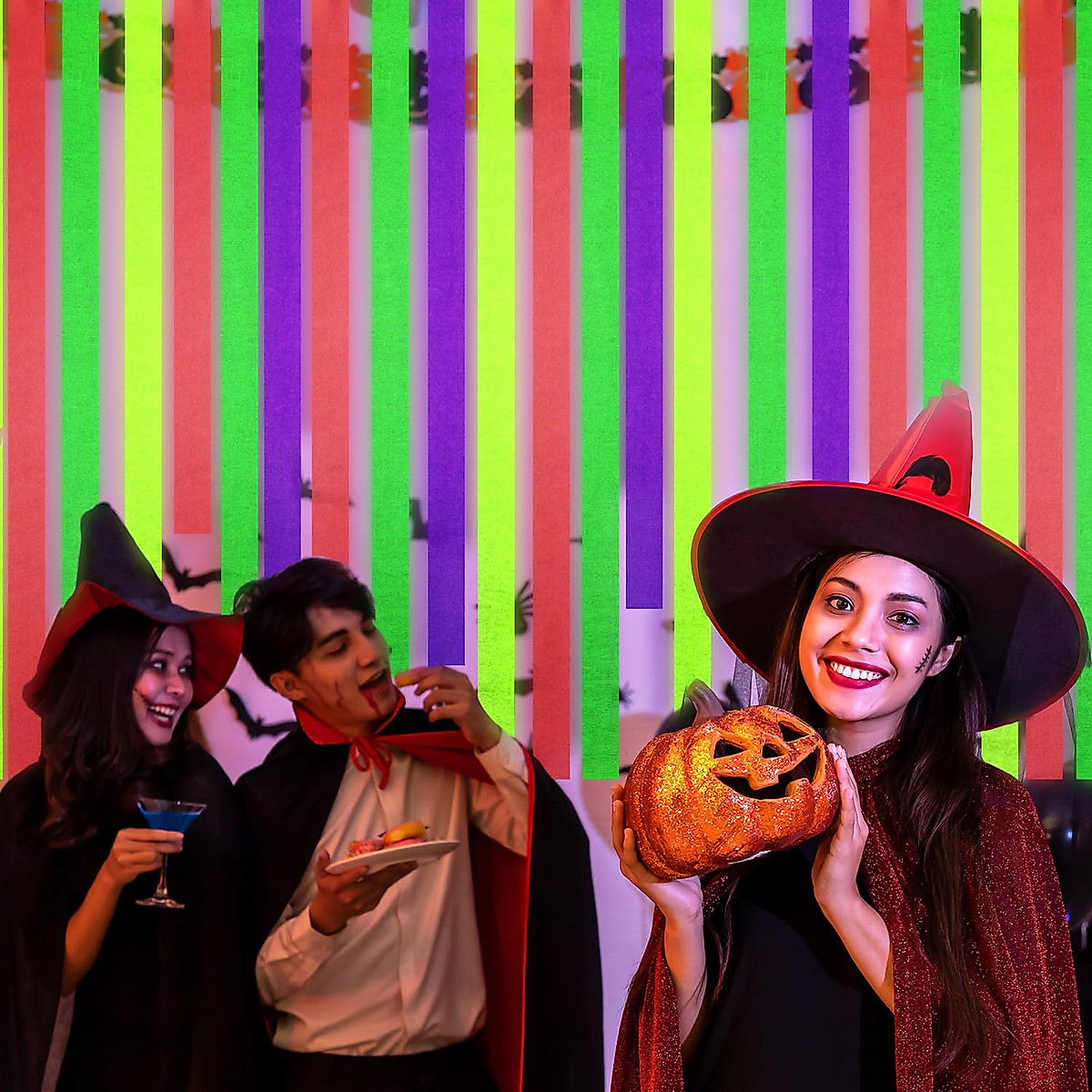 20 Rolls Blacklight Streamers, Neon Party Decorations 1640 Ft Glow in The Dark Party Crepe Paper, Halloween Glow Party Supplies for Various Large Hanging Party Backdrop DIY Decoration 82FT/Roll