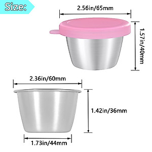Engorgio Stainless Steel Salad Dressing Container to go 2.1oz 6pcs, Mini Condiment Containers with Leakproof Silicone Lids, for Lunch Box Picnic Travel and Kids