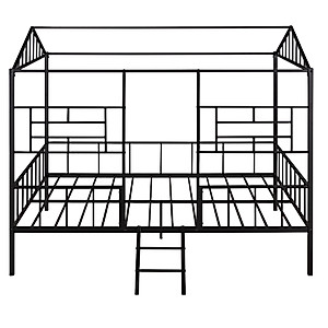 MERITLINE House Bed Full Size Kids Bed Frame Metal Platform Bed Frame, No Box Spring Needed, for Girls Boys - Black