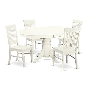 East West Furniture AVWE5-LWH-W Dining Table Set, 5 Pieces