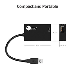 SIIG USB 3.0 to Fiber SFP Gigabit Ethernet Adapter, High Speed GB Transfer Rate (1000/100/10 Mbps), USB 3.0 Type-A to SFP Female, USB to Fiber Optic Converter, Realtek RTL8153 (JU-NE0B11-S1)