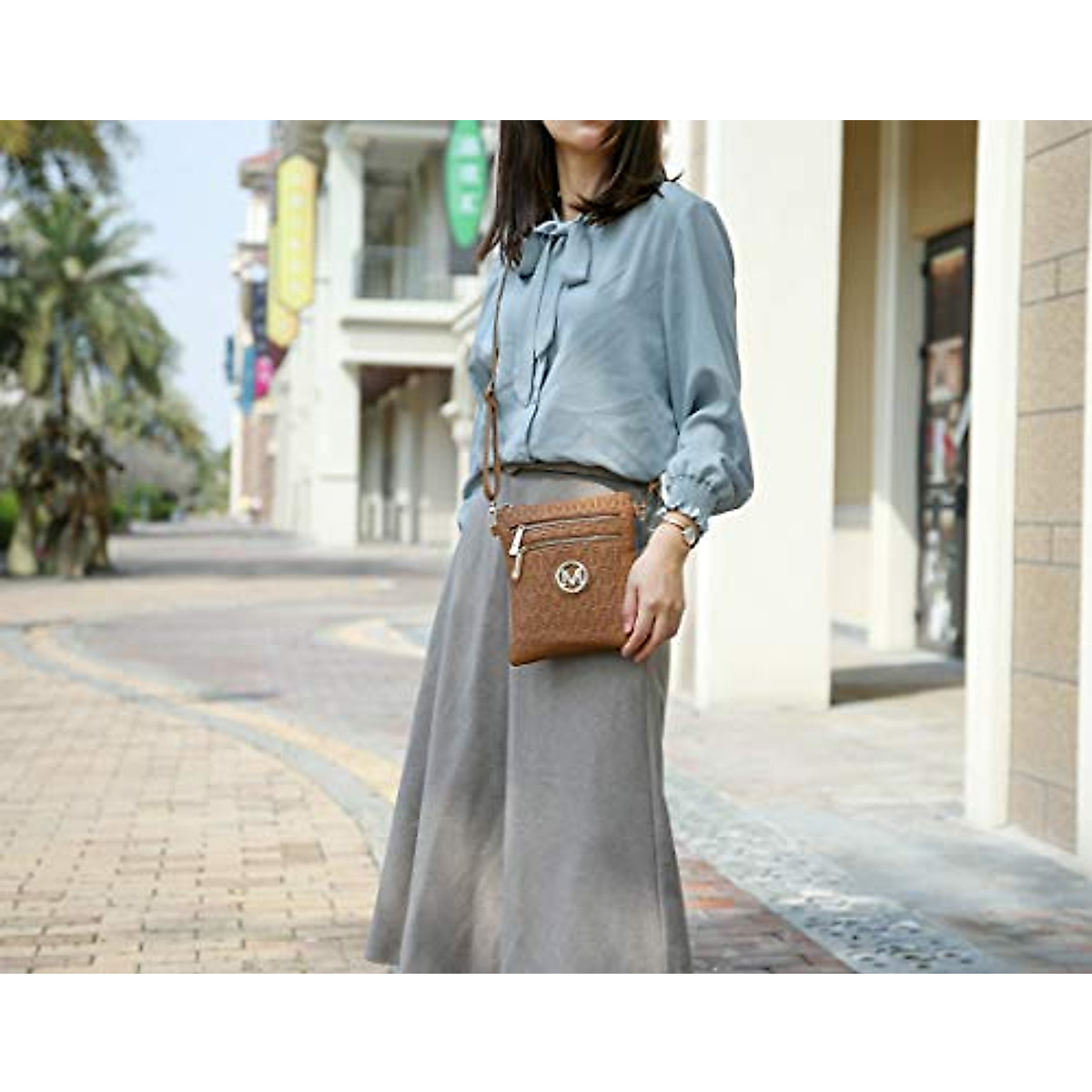 MKF Crossbody Bags for Women, Wristlet Strap – PU Leather Shoulder Handbag – Small Crossover Messenger Purse, Chocolate