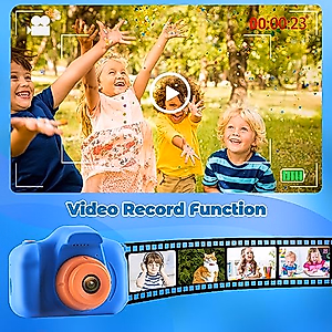 HOMHOW Kids Camera HD Kids Digital Camera for Boys Girls Children, Selfie Toddler Camera Kid Toys Christmas Birthday Gift Age 3 4 5 6 7 8 9 Year, 2inch IPS Screen with 32GB TF Card Navy Blue