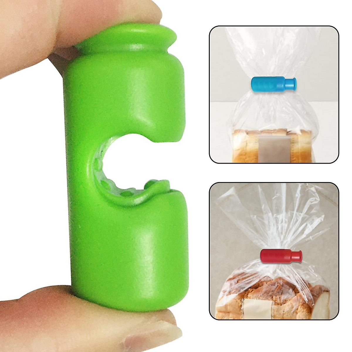 Mitoydoe Squeeze and Lock Bread Bag Clips, 1 Pack, Bread Clips Resuable, Bag Clips for Food Storage, Sturdy Bread Cilp, Heavy Plastic, Handy Bag Cinch, Easy to Use with Bread Bag Closures Red