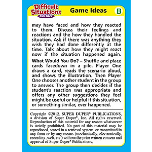 Super Duper Publications | Difficult Situations Fun Deck | Social Skills and Safety Flash Cards | Educational Learning Materials for Children