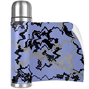 Stainless Steel Leather Vacuum Insulated Mug Abstract Texture Thermos Water Bottle for Hot and Cold Drinks Kids Adults 16 Oz