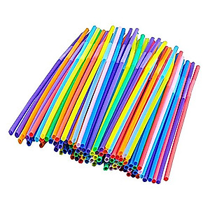 Multi-Colored Flexible Disposable Drinking Straws Bendable Extra Long Bendy Party Plastic Straws, 100 Count
