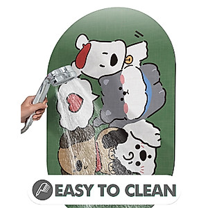 LUMI Adorable Flat Door Mat, Ultra-Thin, Absorbent, Non-Slip, Perfect for Kids' Spaces and Play Areas with Lovable Animal Prints, 17.5"x29.5", Four Dogs