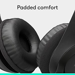 Logitech H390 Wired Headset, Stereo Headphones with Noise-Cancelling Microphone, USB, In-Line Controls, PC/Mac/Laptop - Black
