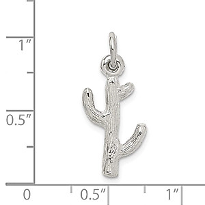 Solid 925 Sterling Silver Pendant Cactus Charm (21mm x 12mm)