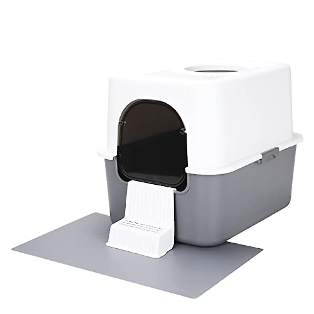 RIZZARI Cat Litter Box with Lid, Increased Entrance Height, Top Entry Enclosed Litter Box with Door, Easy to Install, Suitable for Cats up to 7.5 lbs (Gray,Small)