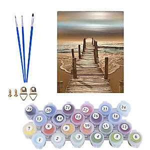Karyees Beach Sunset Paint by Numbers Kits Beach Sunset DIY Painting by Numbers Beach Sunset DIY Canvas Painting by Numbers Acrylic Painting Home Wall Decor Paint by Number Kits Seaside16x20Inch