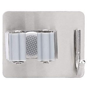 xianshi Wall Mounted Mop Broom Holder, Strong and Durable Easy Installation Mop Holder, Scratchproof Garage for Bathroom(Drawing a Single Hook Without Punching)