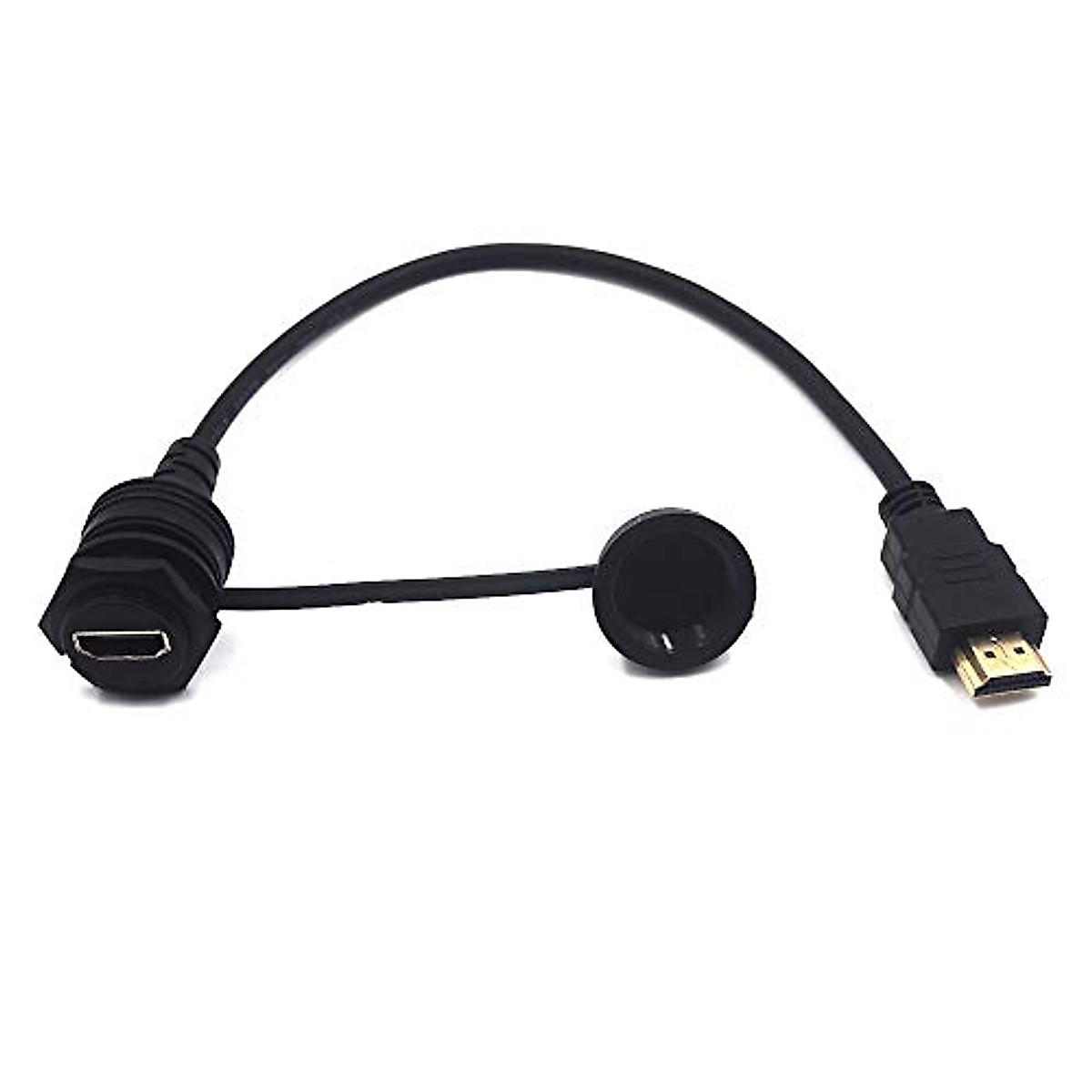 Kework 0.3 Meter HDMI Version 2.0 Mount Cable, HDMI Male to Female Flush Panel Mount Extension HD Cord for Car Truck Boat Motorcycle Dashboard, 4K2K & 60 HZ (HDMI Mount)