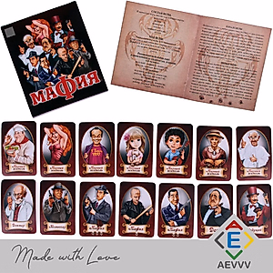 Mafia Game Set Cards in Russian Party Game for Company Board Games for Adults Playing 15 and Up