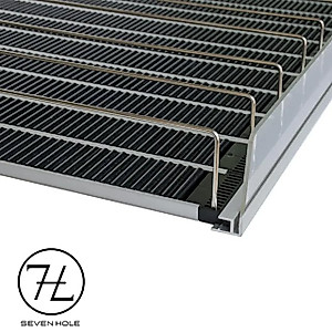 7hole Self Pushing Drink Organizer for Fridge - Can Pusher for Refrigerator - Adjustable Fridge Drink Dispenser for Soda, Beer, Water Bottle, Juice Box - 6 Slots, Easy-to-Assemble Dividers - 15.4x15"