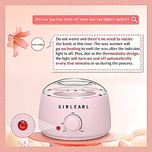 Waxing Kit for Women and Men, GIRLEARLE Wax Warmer Hair Removal at Home with Beads, Multiple Formulas Target Different Types of Sensitive Skin Body, Brazilian Bikini, Eyebrow, Facial