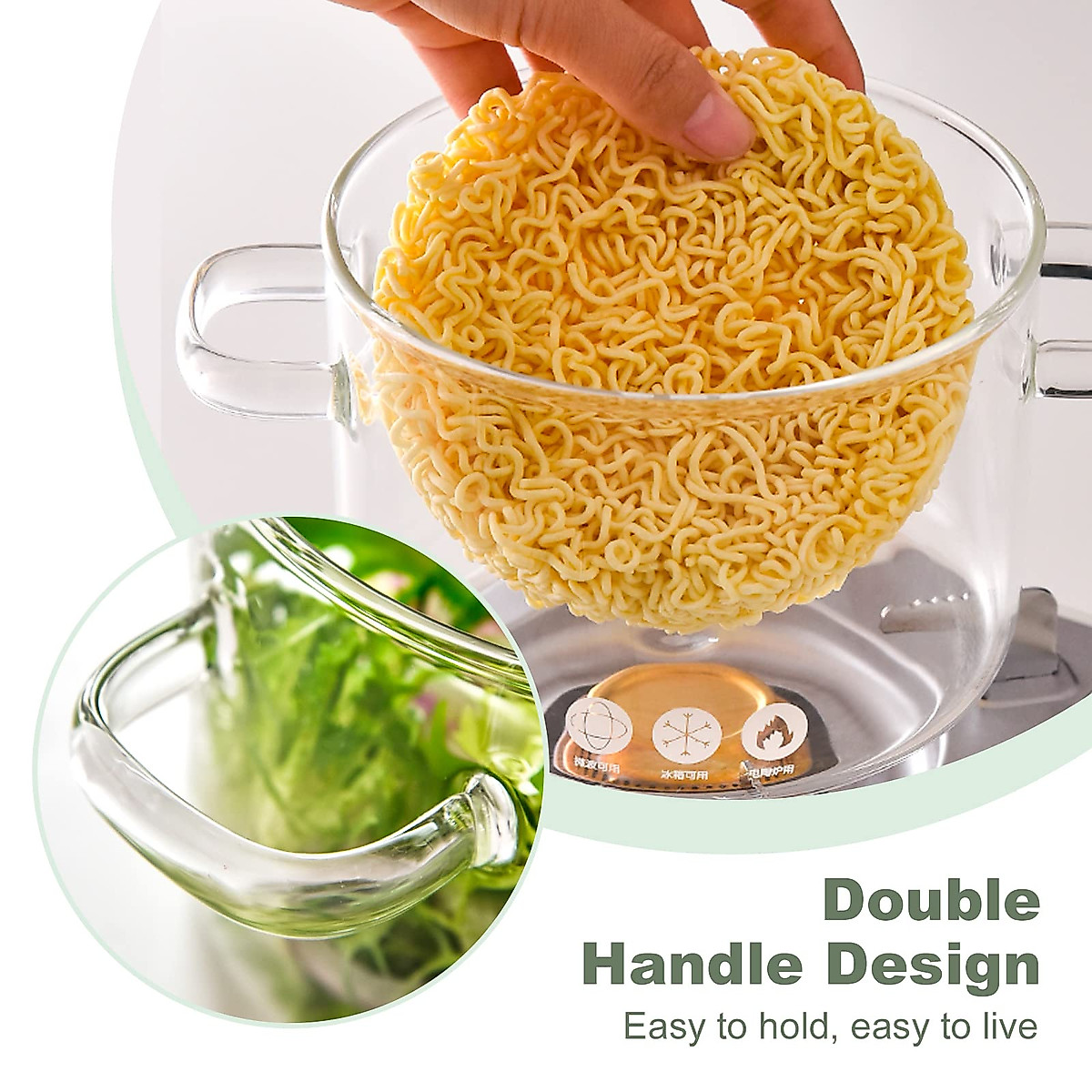 LIDSCURA 1.5L/50 FL OZ Glass Saucepan with Cover, Heat-resistant Glass Stovetop Pot and Pan with Lid, The Best Handmade Glass Cookware Set Cooktop Safe for Pasta Noodle, Soup, Milk