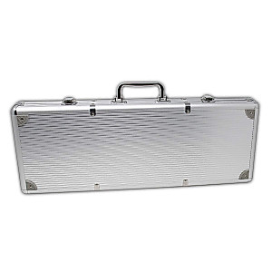 DA VINCI Monte Carlo Poker Club Set of 500 14 Gram 3 Tone Chips with Upgraded Aluminum Case, 2 Decks of Plastic Playing Cards, 2 Cut Cards, Dealer and Blind Buttons