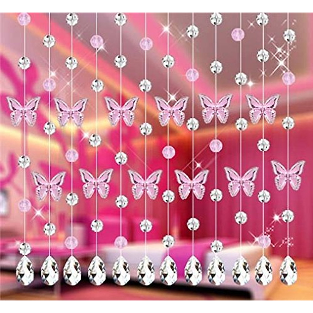 Fushing 20Pcs Chandelier Crystals, Clear Teardrop Crystal Chandelier Pendants Parts Beads, Hanging Crystals for Chandeliers (38mm, Clear)