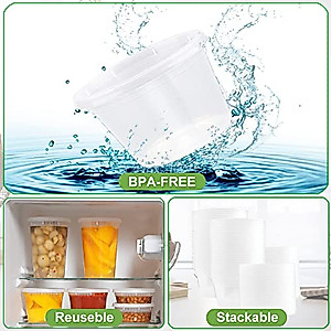 Quunoot [83 Packs, 3 Sizes] Deli Food Storage Containers with Lids - 32oz, 16oz, 8oz Deli Food Containers with Spoons and Labels, BPA Free | Leak-Proof | Microwave Dishwasher Freezer Safe