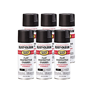 Rust-Oleum 7776830-6PK Stops Rust Spray Paint, 12 Oz, Flat Black, 6 Pack