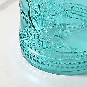 KMWARES Decorative Wastebasket/Trash Can/Garbage Can for Home Accent, Kitchen, Bathroom Accessories, Office Decoration - Real Glass Solid Teal Blue