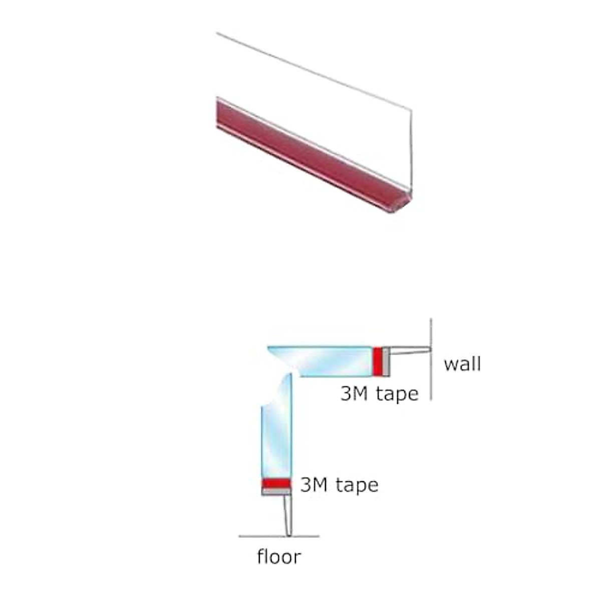 Gordon Glass® Clear Vinyl L-Shape Seal with Pre-Applied Self-Adhesive Backing for Frameless Shower Doors - 73" Long