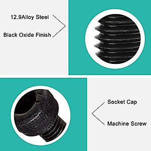 100Pcs M3x10 Alloy 12.9 Steel Hex Socket Pan Head Screws Bolt Cap Machine Screws Black