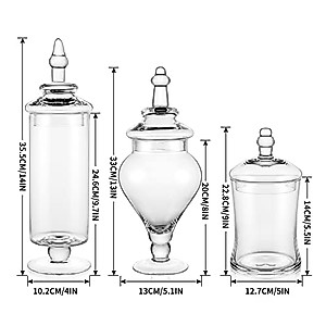 MDLUU Set of 3 Glass Apothecary Jars with Lids, Candy Buffet Serving Jars, Decorative Bathroom Canisters for Storage