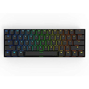 CORN Anne Pro 2 61Keys Mechanical Gaming Keyboard 60% True RGB Backlit - Wired/Wireless Bluetooth 5.0 PBT Type-c Up to 8 Hours Extended Battery Life, Full Keys Programmable (Gateron Brown, Black)