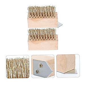 Yardenfun 2pcs Wire Weeding Brush Tile Tools Cleaning Brushes Tile Scrubber Carpet Cleaning Brush Floor Scrub Brush Garden Wire Brush Wooden Handle Brush Weeding Brush Garden Cleaning Supply