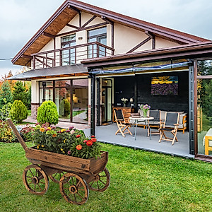 Notume Garden Wagon Decor with Wheels Rustic Flower Pot,Planters Wagon Indoor Outdoor Backyard Balcony Decor