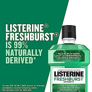 Listerine Freshburst Antiseptic Mouthwash for Bad Breath, Kills 99% of Germs That Cause Bad Breath & Fight Plaque & Gingivitis, ADA Accepted Mouthwash, Spearmint, 1.5 L