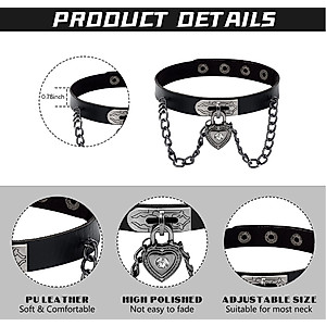 HAIAISO 6-9Pcs Leather Choker Black Punk Goth Choker Necklace Love Heart Spiked Choker Adjustable Pu Choker Collar for Women
