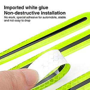 Kakalote 8pcs Car Door Handle Scratch Protector Film Pad Reflective Strips,Universal Door Side Paint Protection Car Door Handle Cup Protector Films(Yellow)