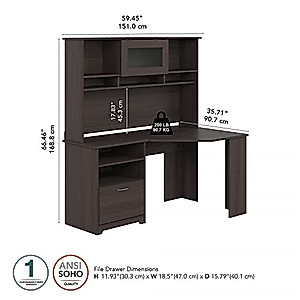Bush Furniture Cabot Corner Desk with Hutch, Heather Gray