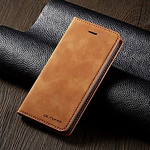 QLTYPRI Case for iPhone SE 2022 5G/iPhone SE 2020/iPhone 8/iPhone 7, Premium PU Leather Cover TPU Bumper with Card Holder Kickstand Magnetic Adsorption Flip Wallet Case for iPhone 7/8/SE2/SE3 - Brown