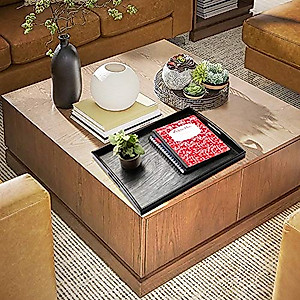 Jara19 Large Serving Tray Black Wood Rectangle for Ottoman Food Breakfast in Bed 17 x 13 x 2