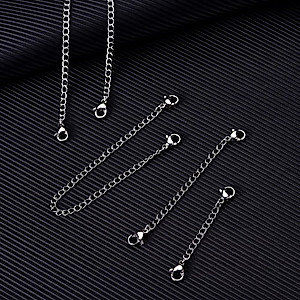 5Pcs Silver Stainless Steel Necklace Extender Chain Links Silver Lobster Necklace Extenders for Necklaces Bracelet Anklet Stainless Steel Chain Extenders for Jewelry Making (2in 3in 4in 5in 6in)