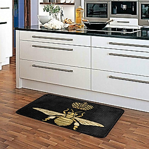 Gen Bee Crown Bumblebee Kitchen Rugs Floor Mat Anti Fatigue Kitchen Mats Non Skid Washable Bath Rug Runner Doormats Carpet Sink Mat Home Decor 39 X 20 inch