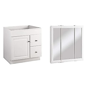 Design House Wyndham Assembled Framed Tri-View Medicine Cabinet Mirror and Wyndham Unassembled 1-Door 2-Drawer Bathroom Vanity