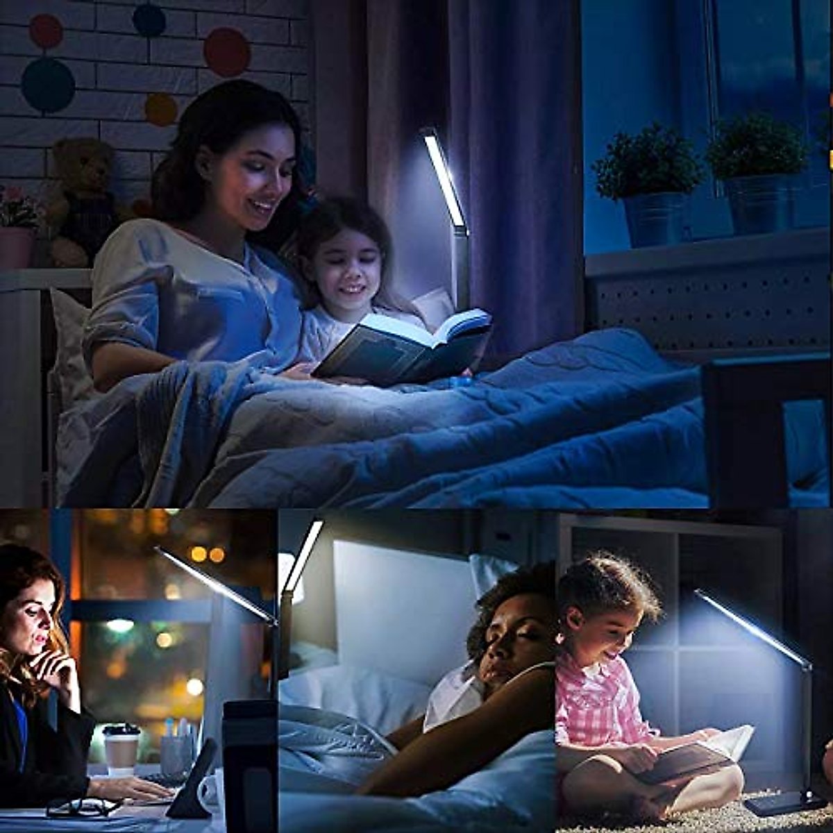 JOSTIC LED Desk Lamp with Wireless Charger, USB Charging Port, Desk Lighting with 10 Brightness, 5 Color Modes, Dimmable Eye Caring Reading Desk Light for Home Office, Touch Control, Auto Timer, Black
