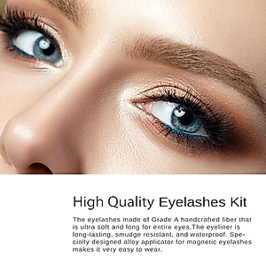 Magnetic Eyelash Kit, Premium Magnetic Eyelash with Eyeliner Kit, includes 2 Pairs of Reusable Realistic and Soft Magnetic Eyelashes, Advanced Eyeliners, Strong Hold, Easy to Apply Magnetic Eyeliner